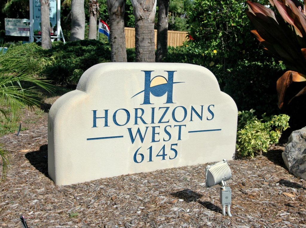 Horizons West in Siesta Key Entrance Sign - Sarasota Real Estate